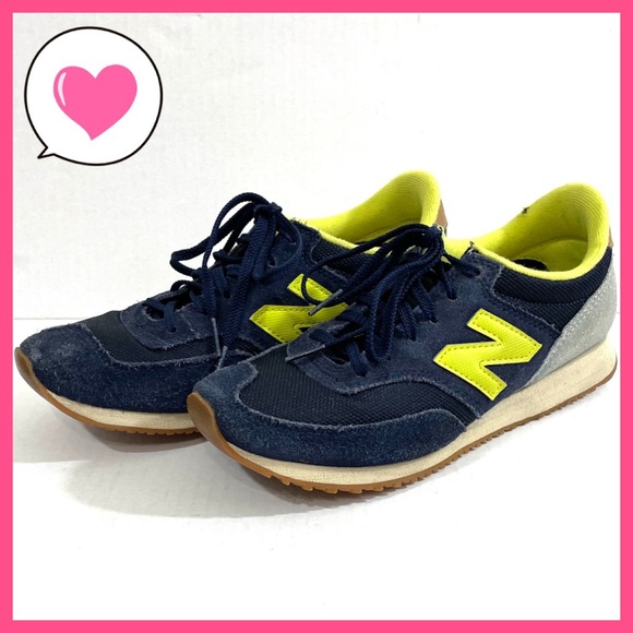 New Balance | Shoes | New Balance Navy Blue Neon Green Suede Sneaker 75 ...